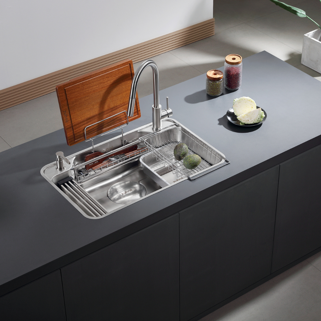 Get the Bundle Deal: Sakura 76cm Flush Mount Sink | Nio Faucet + Free Bin